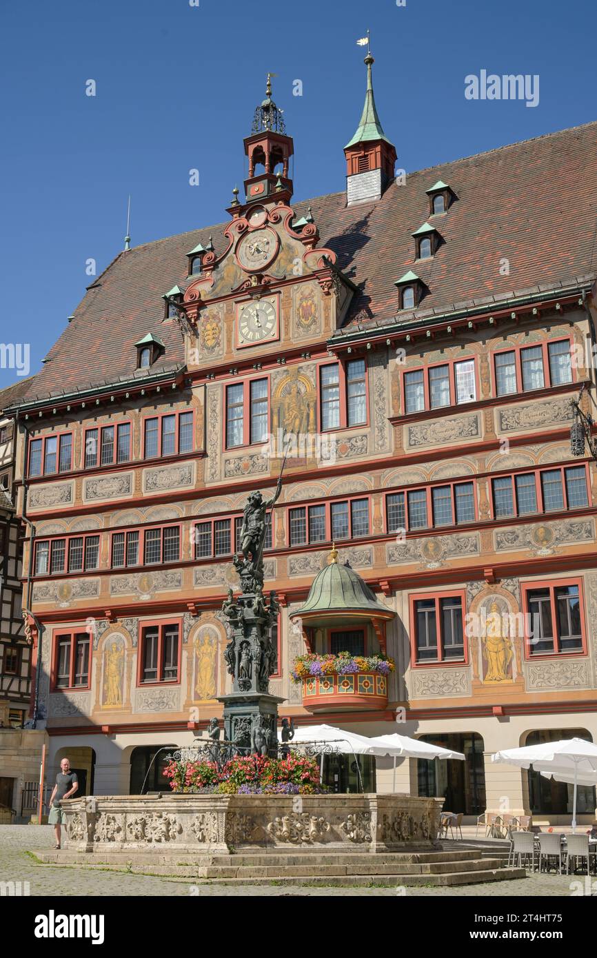 Neptunbrunnen, Altes Rathaus, Am Markt, Tübingen, Baden-Württemberg ...
