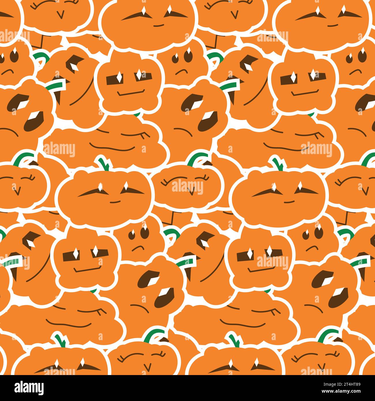 Cute pumpkins, pattern for textiles, pumpkin emotions, vector graphics ...