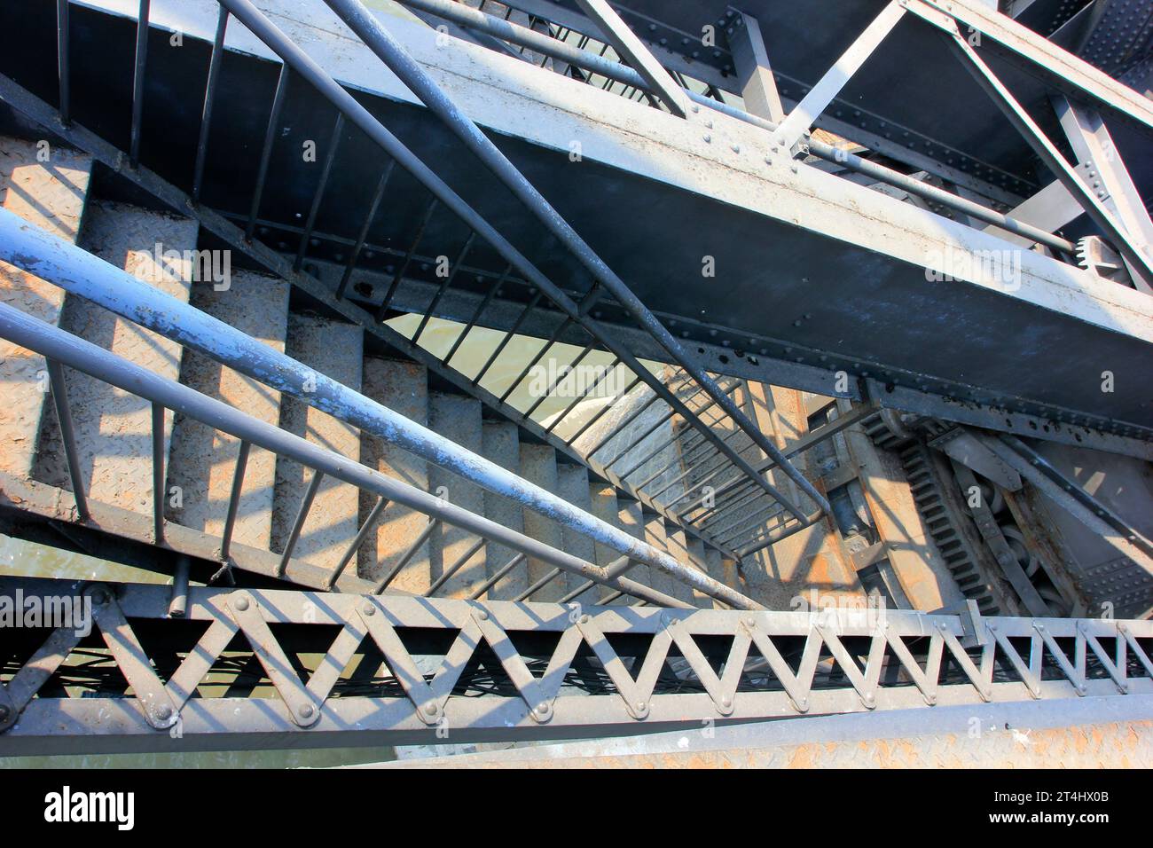 bridge steel plate and stairway, closeup of photo Stock Photo - Alamy