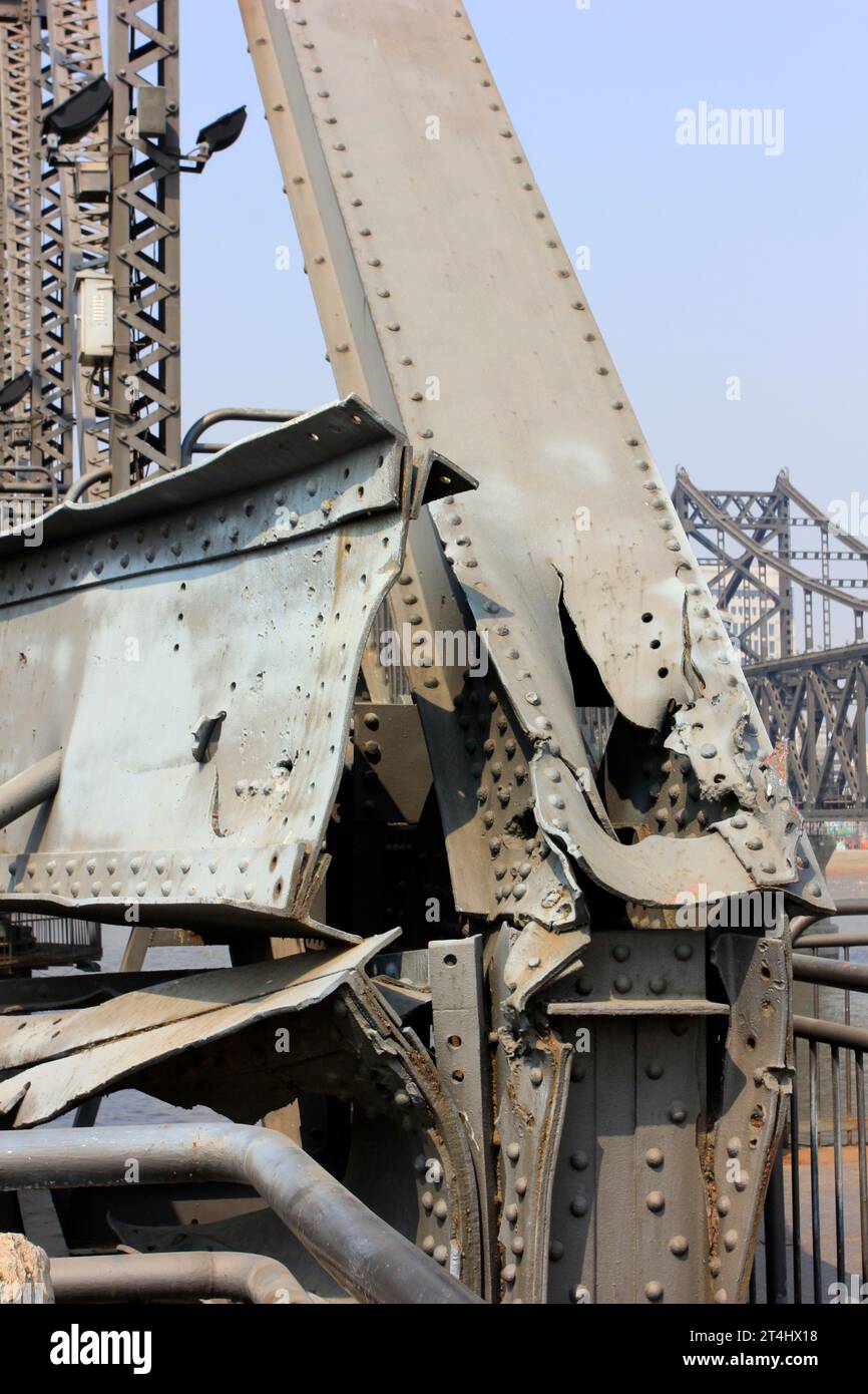 yalu river broken bridge site, dandong city, china Stock Photo - Alamy