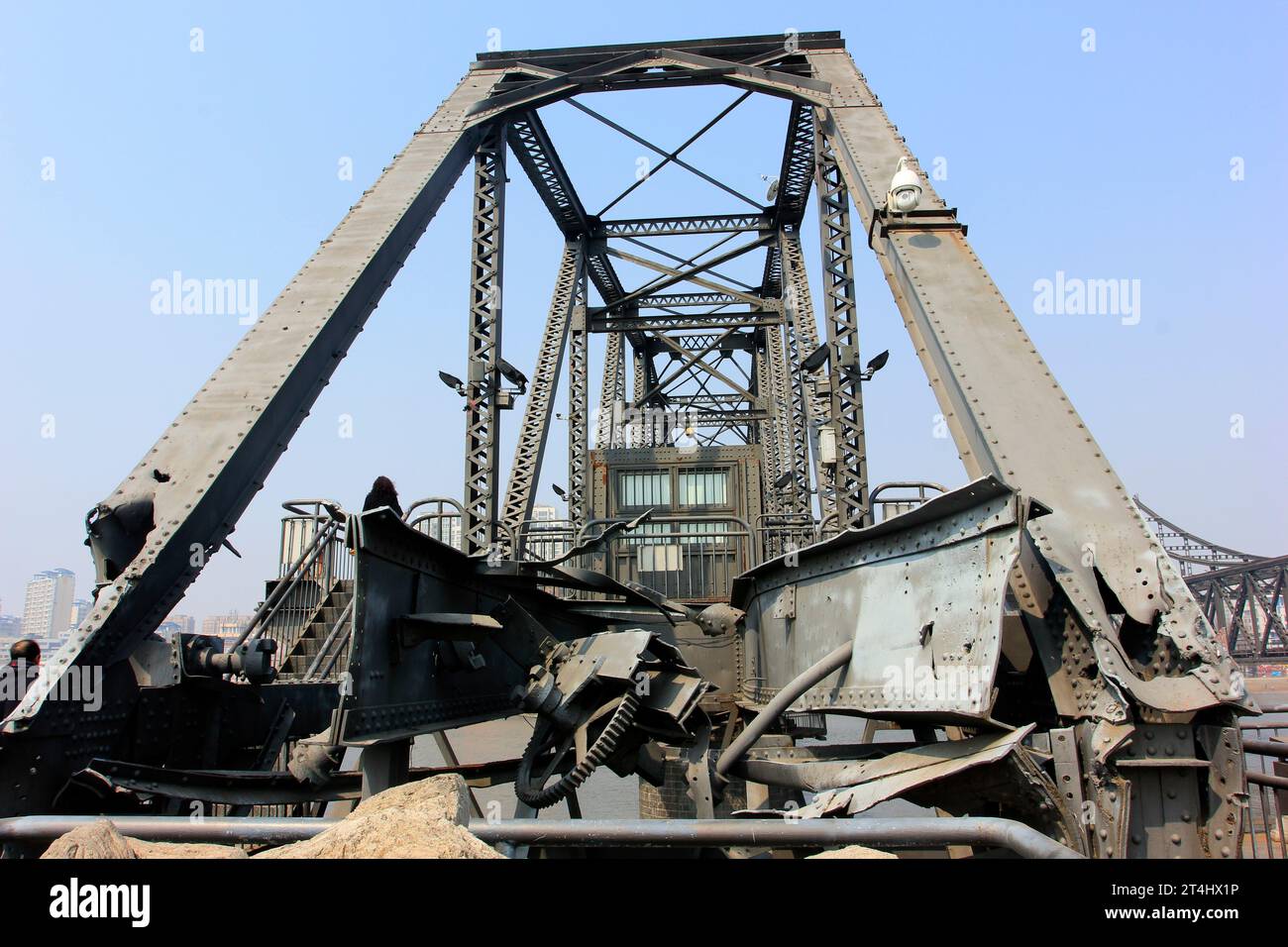 yalu river broken bridge site, dandong city, china Stock Photo - Alamy
