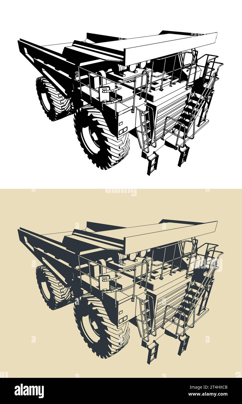 Stylized vector illustrations of huge mining dump truck Stock Vector ...