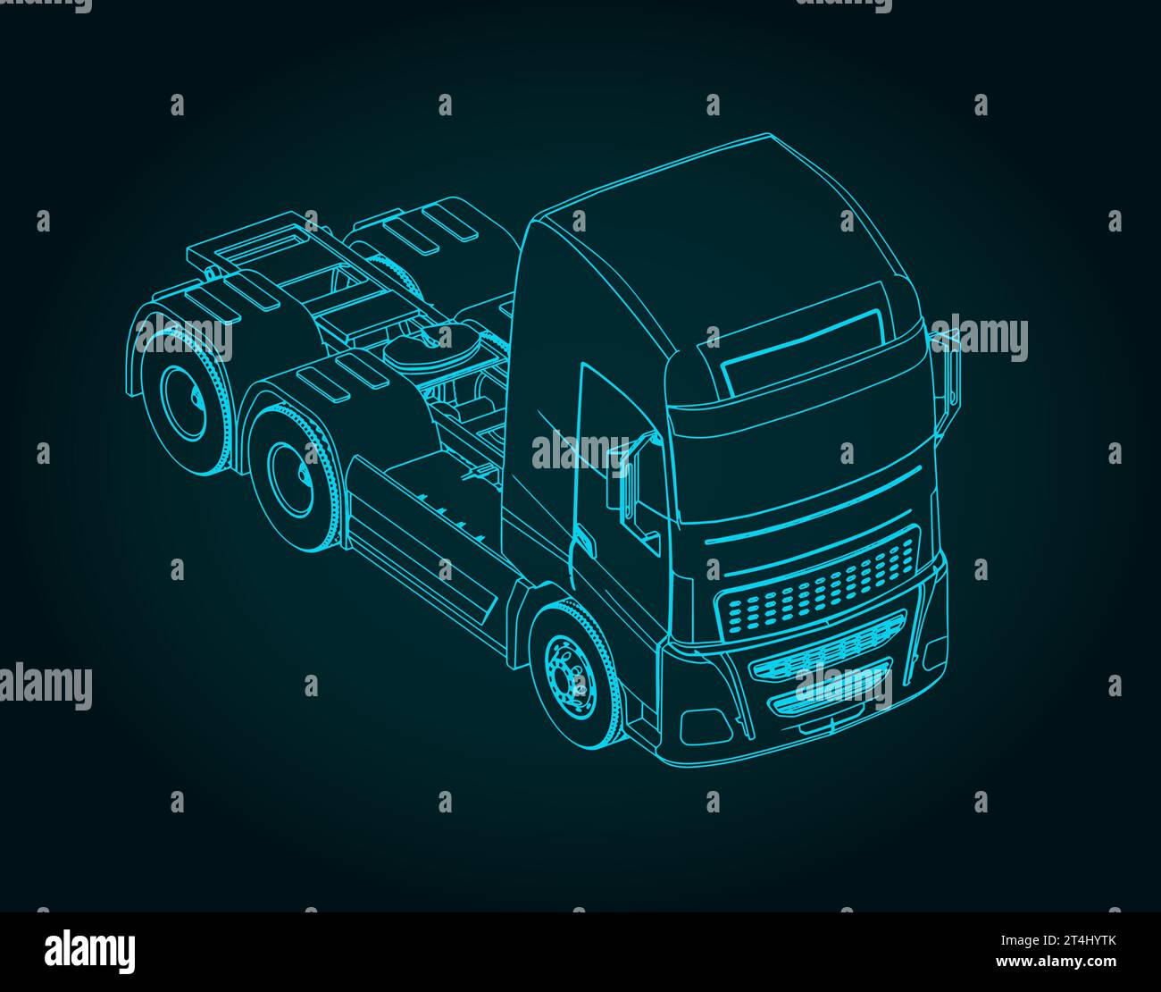 Stylized vector illustration of blueprint of truck tractor Stock Vector ...