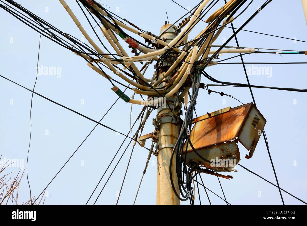 Messy wires, closeup of photo Stock Photo - Alamy