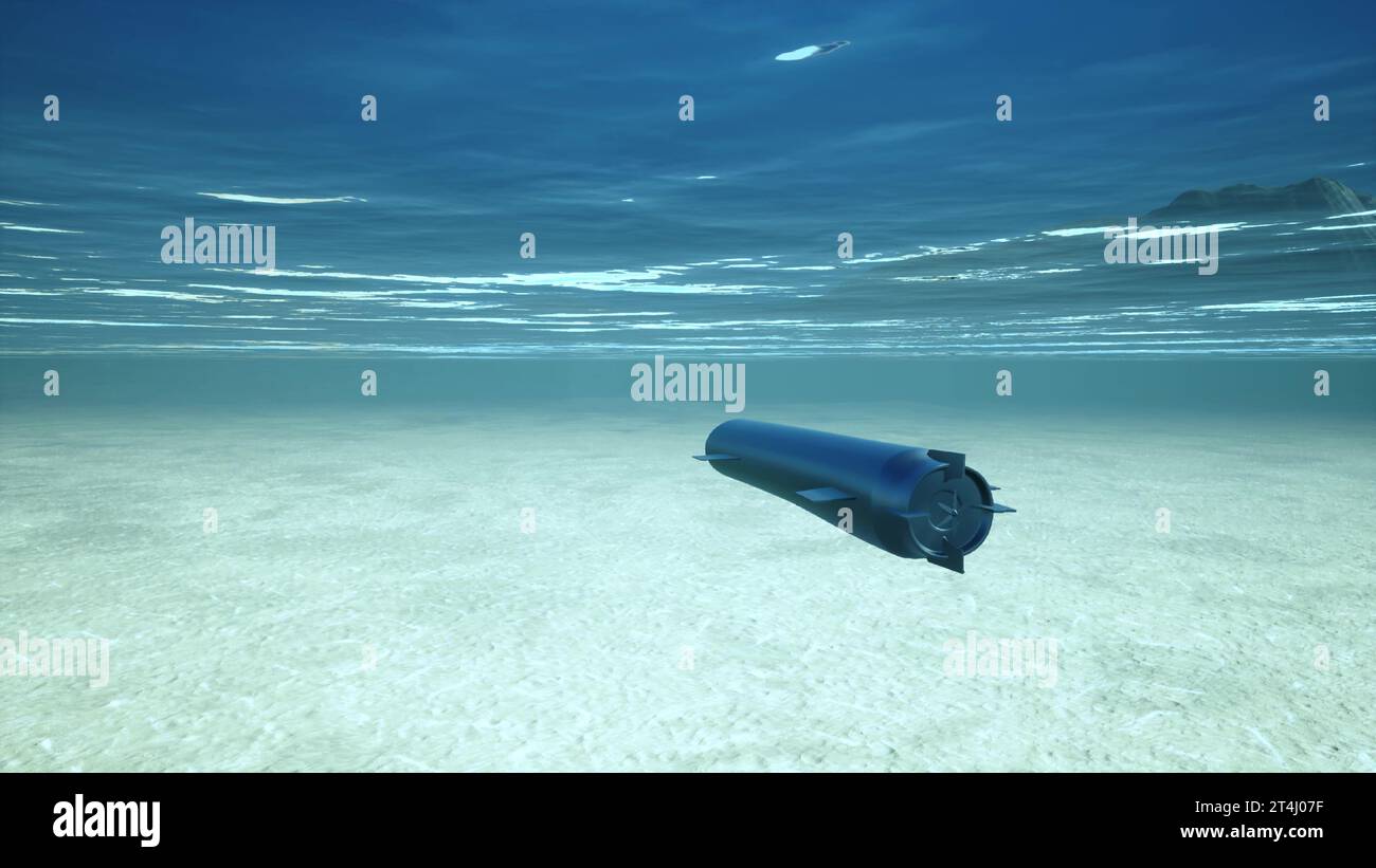 Underwater drone torpedo military arm sea ocean 3d render Stock Photo ...