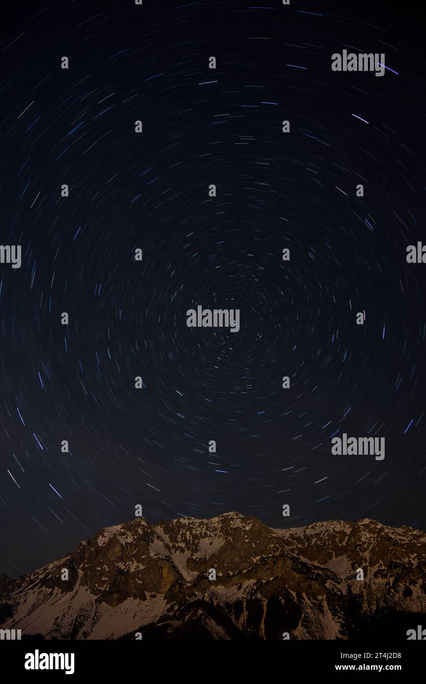 Long exposure stars cape of mountains in austria hi-res stock ...