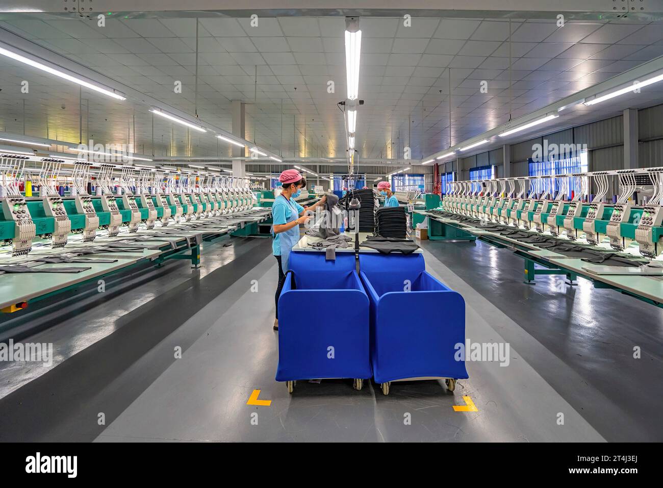 Embroidery area in textile factory in industrial zone in Ho Chi Minh ...