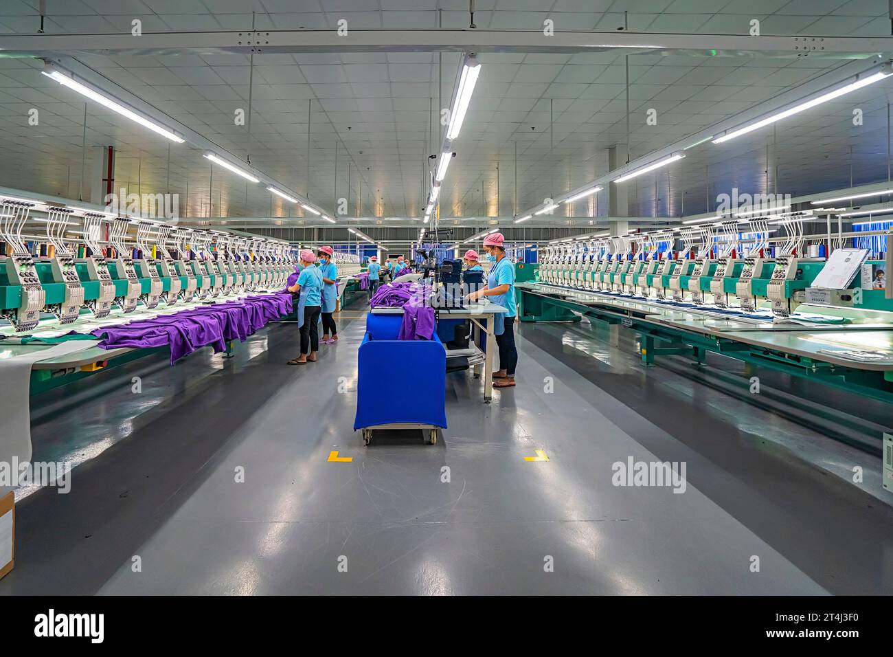 Embroidery area in textile factory in industrial zone in Ho Chi Minh ...