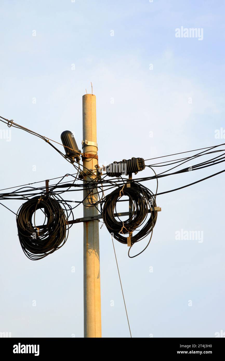 Messy wires, closeup of photo Stock Photo - Alamy