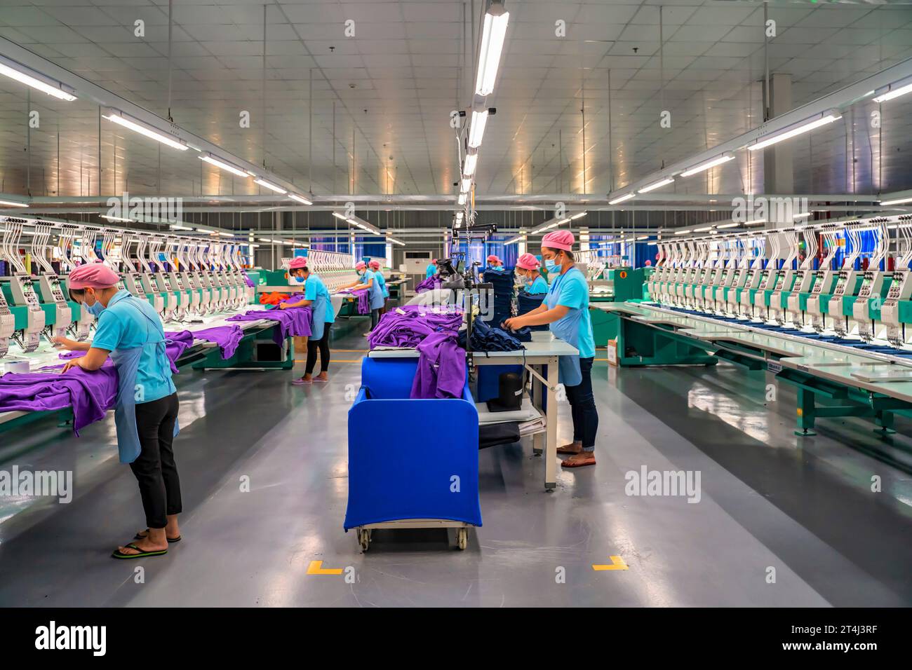 Embroidery area in textile factory in industrial zone in Ho Chi Minh ...