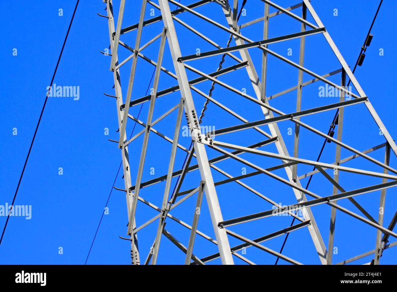high voltage electric power steel tower, closeup of photo Stock Photo ...