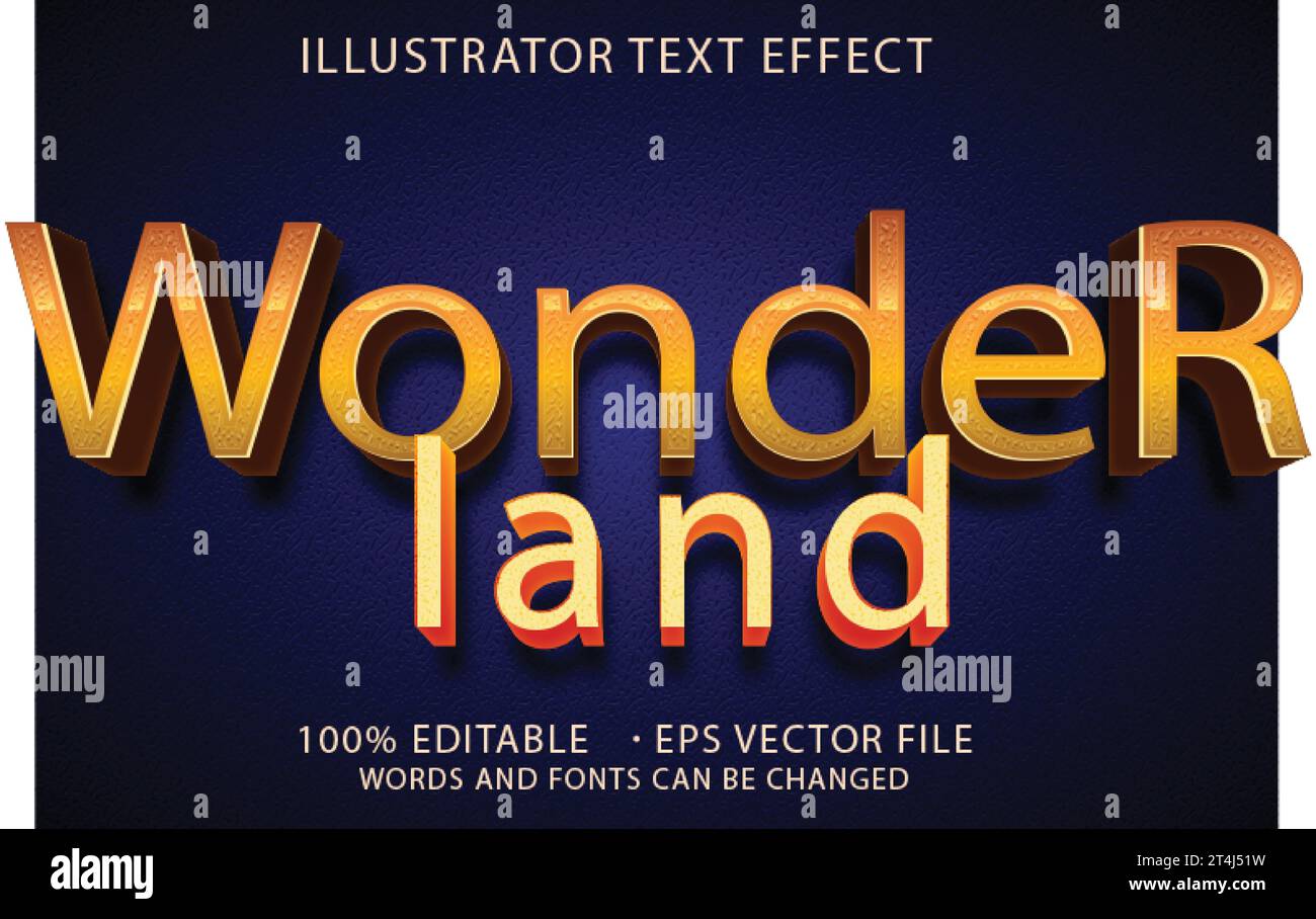 Wonder land 3d -editable text effect Royalty Free Vector Stock Vector Image & Art - Alamy