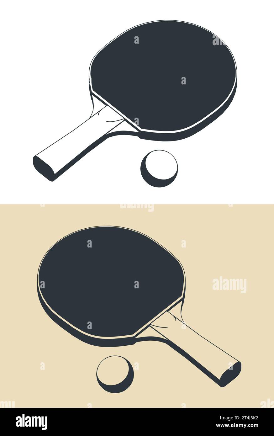 Stylized vector illustrations of racket and ball for table tennis Stock ...