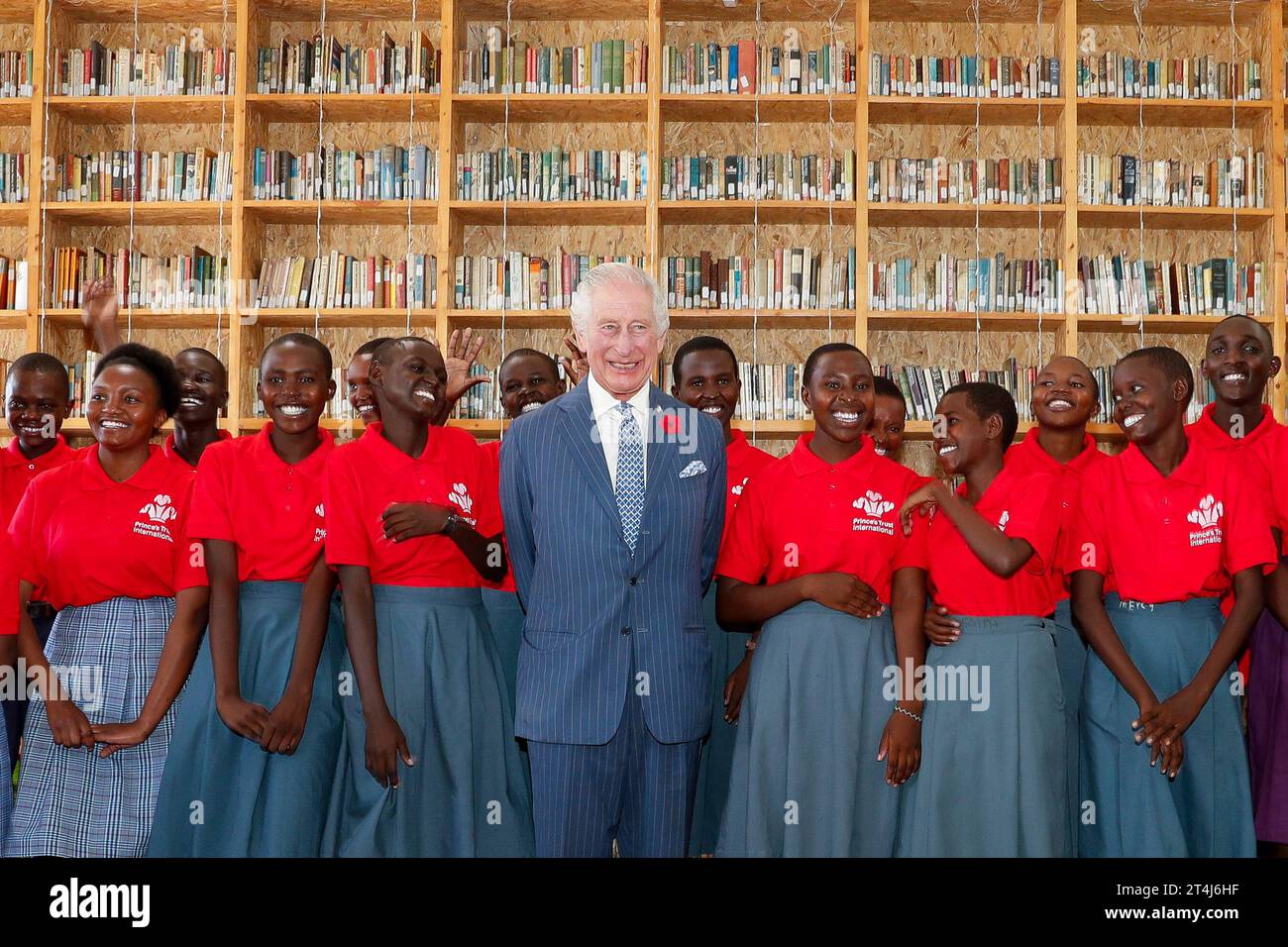Britain's King Charles III, center, poses for a photograph with ...