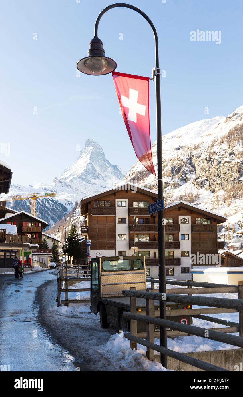 Zermatt Winter Swiss Flag 6,919 Zermatt Switzerland Ski Stock Photos