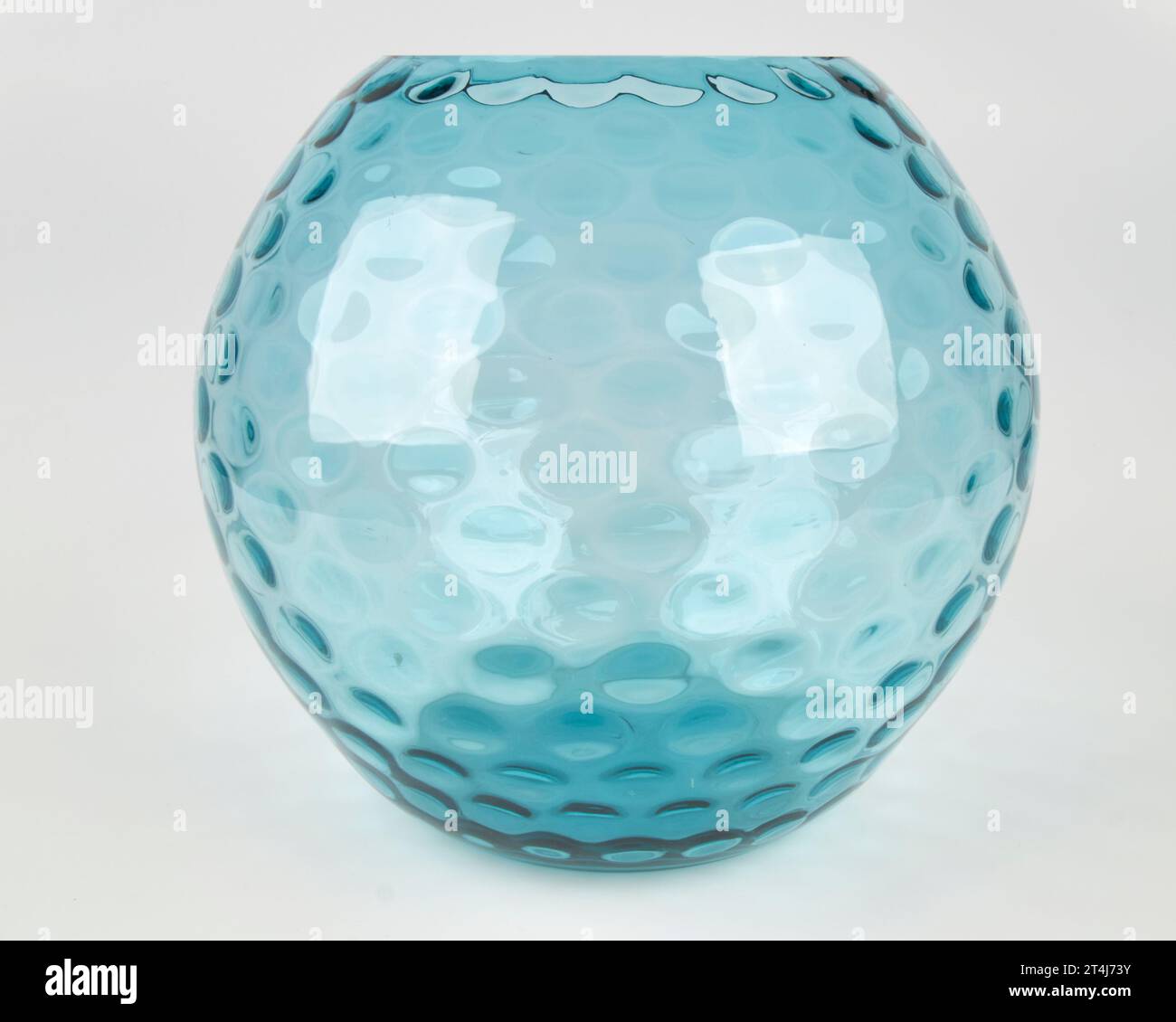 Vintage 1960s Borske Sklo blue spherical glass vase with optically ...