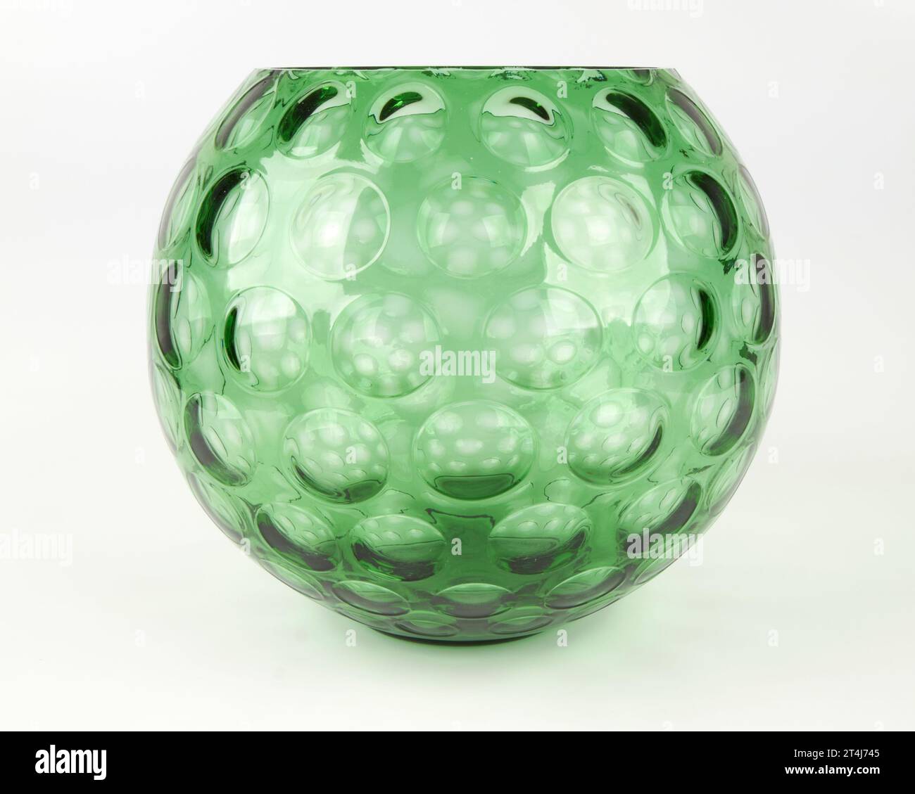 Vintage 1960s Borske Sklo green spherical glass vase with optically ...