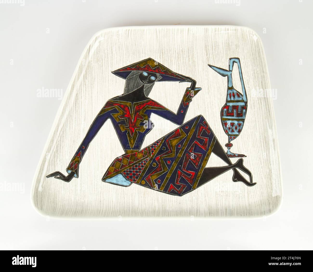 Vintage 1950-60s Florentine Italian hand painted pottery wall plaque ...