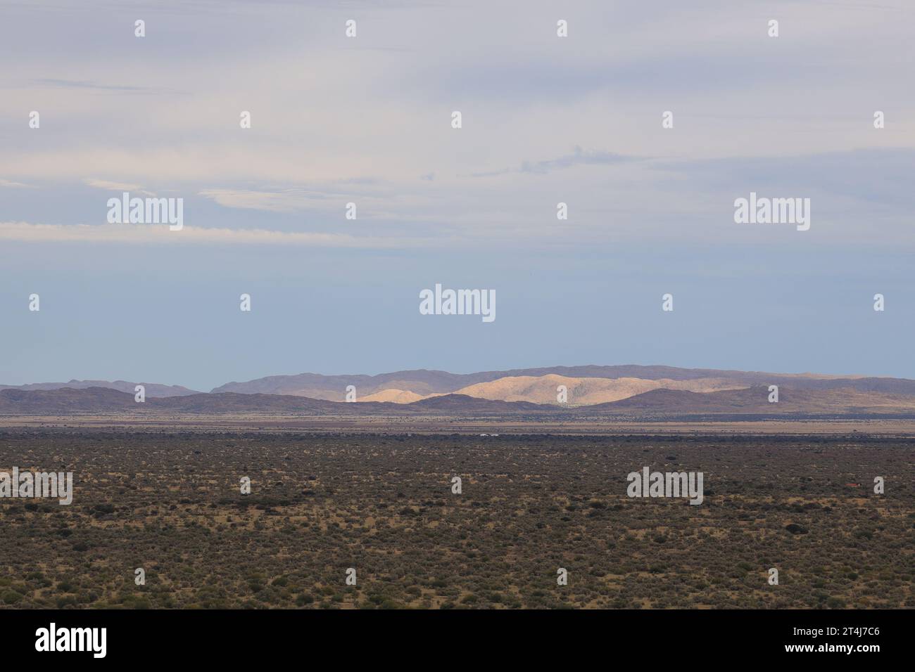 View of Langberg Mountains from Witsand Kalahari with Isolated Farm ...