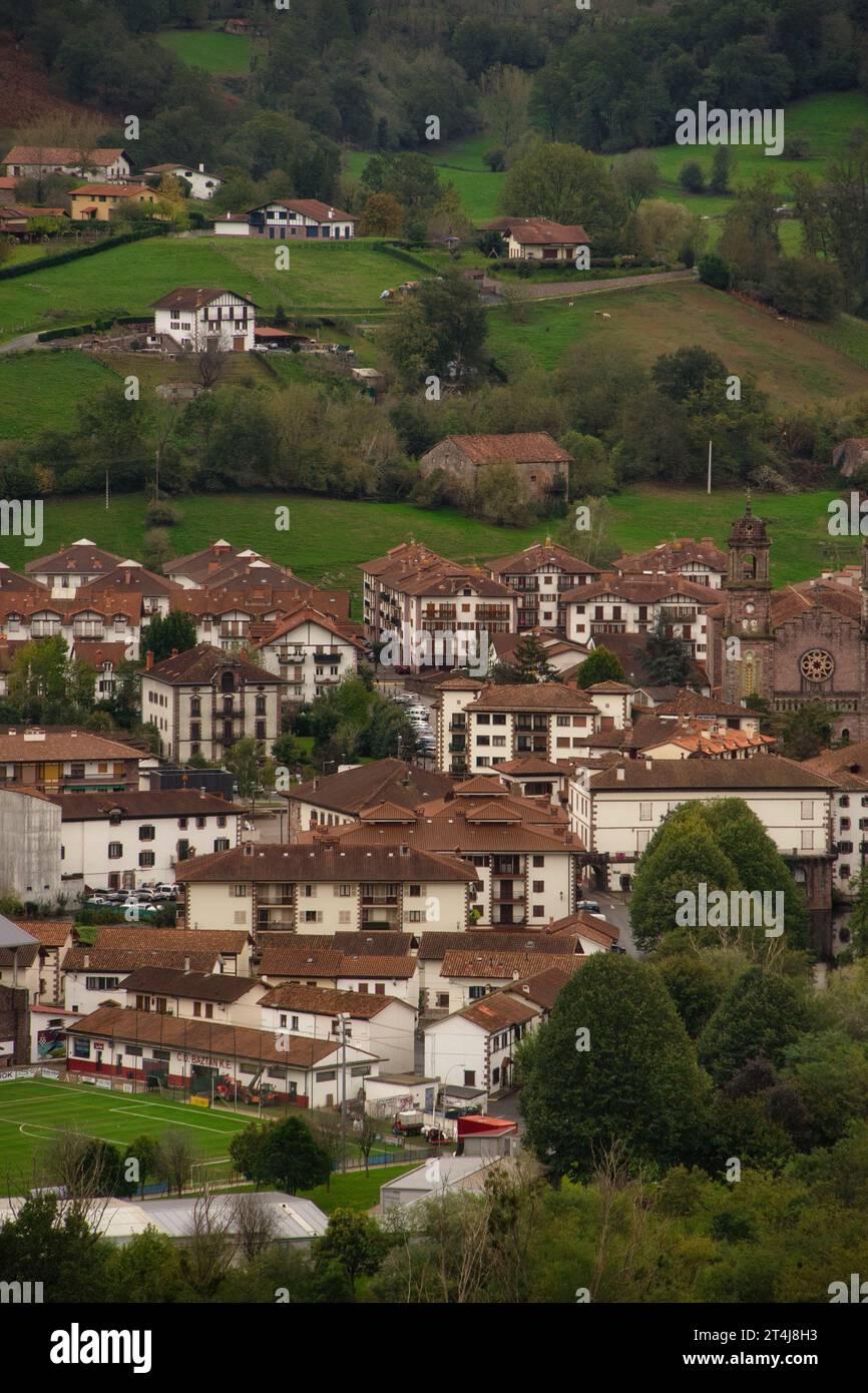 ELIZONDO, NAVARRE, SPAIN, NOVEMBER, 3, 2022: Cluster of white houses in ...