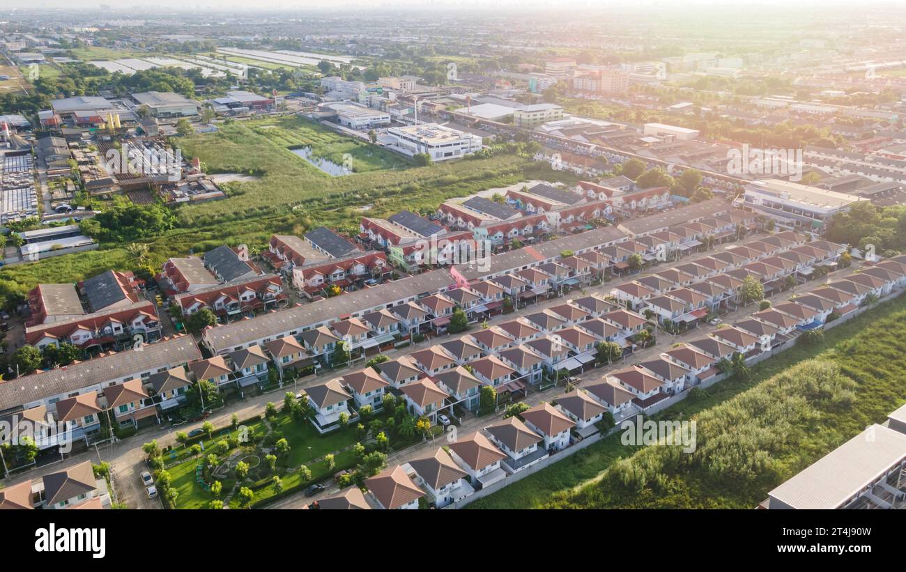 Aerial view housing area road hi-res stock photography and images - Alamy