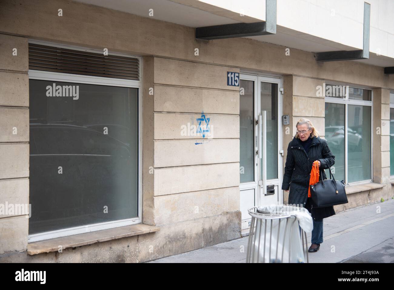 Paris, France. 31st Oct, 2023. Stars of David spray-painted on Jewish ...