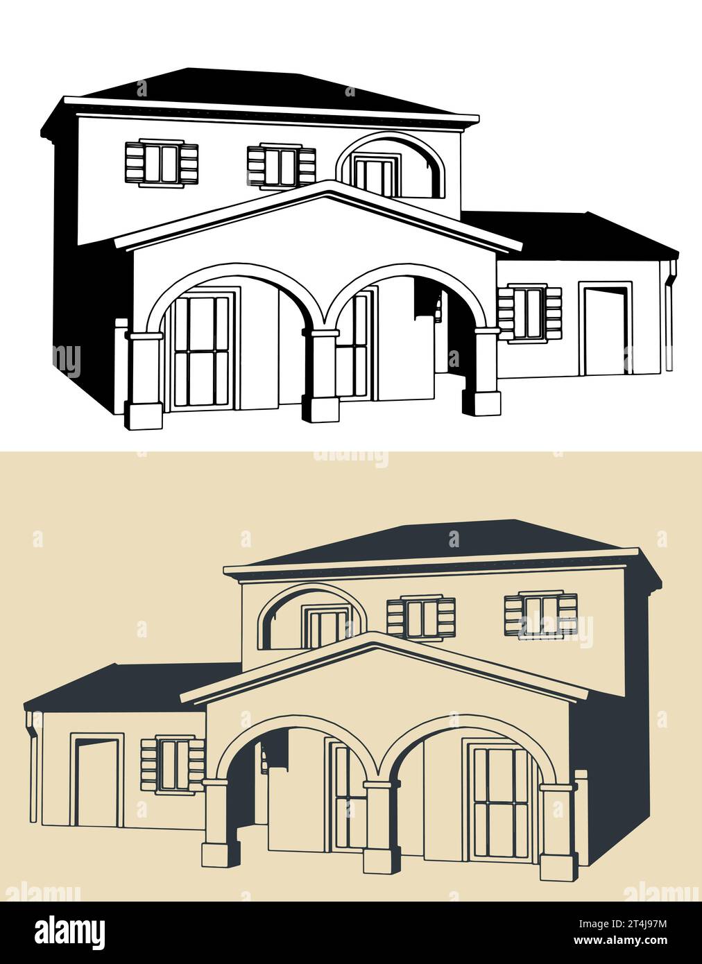Mediterranean style mansion Stock Vector Images - Alamy