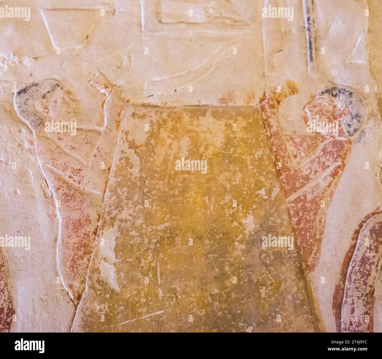 Egypt, Saqqara, tomb of Mehu, building a straw stack and binding the ...