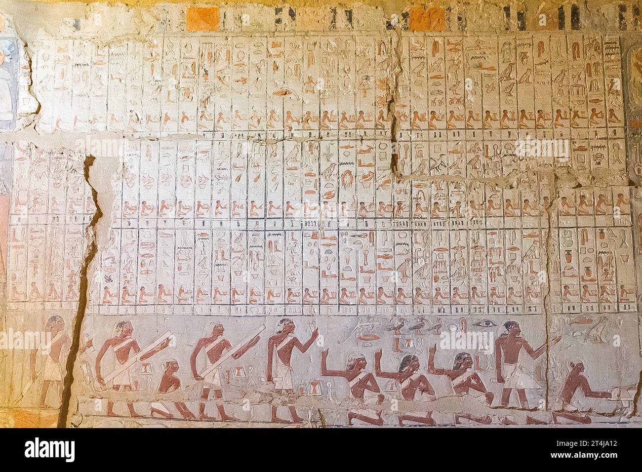 Egypt, Saqqara, tomb of Mehu, offering list and cultual rites Stock ...