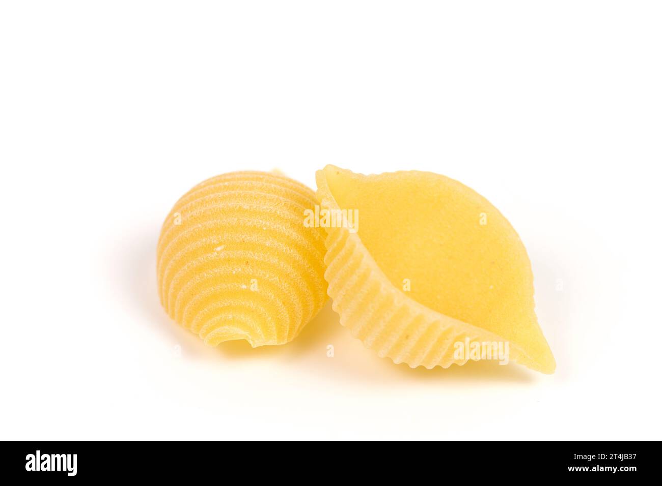 conchiglie rigate pasta pieces isolated on white background Stock Photo ...