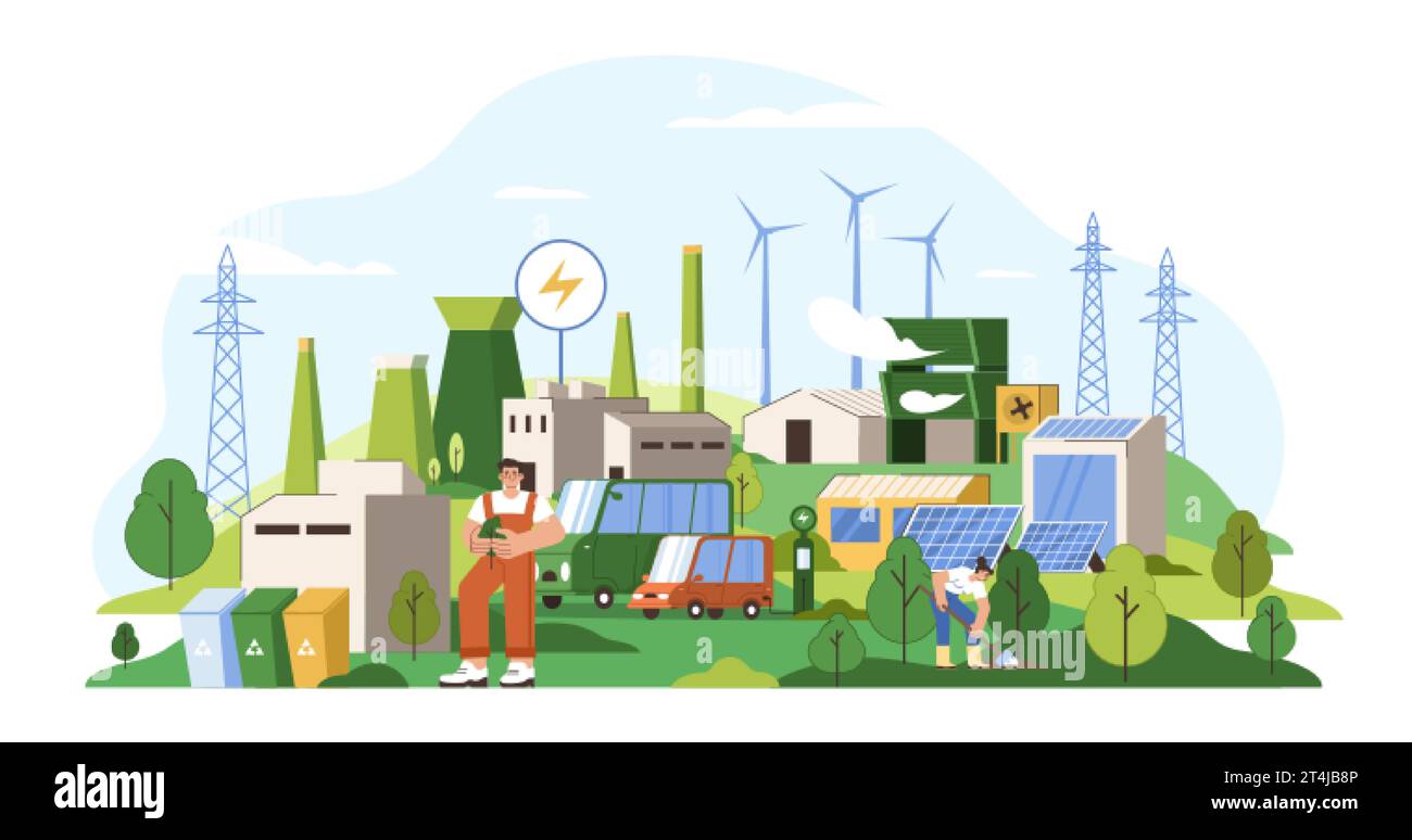 Net zero emissions, carbon neutral concept. People reduce gas emissions ...