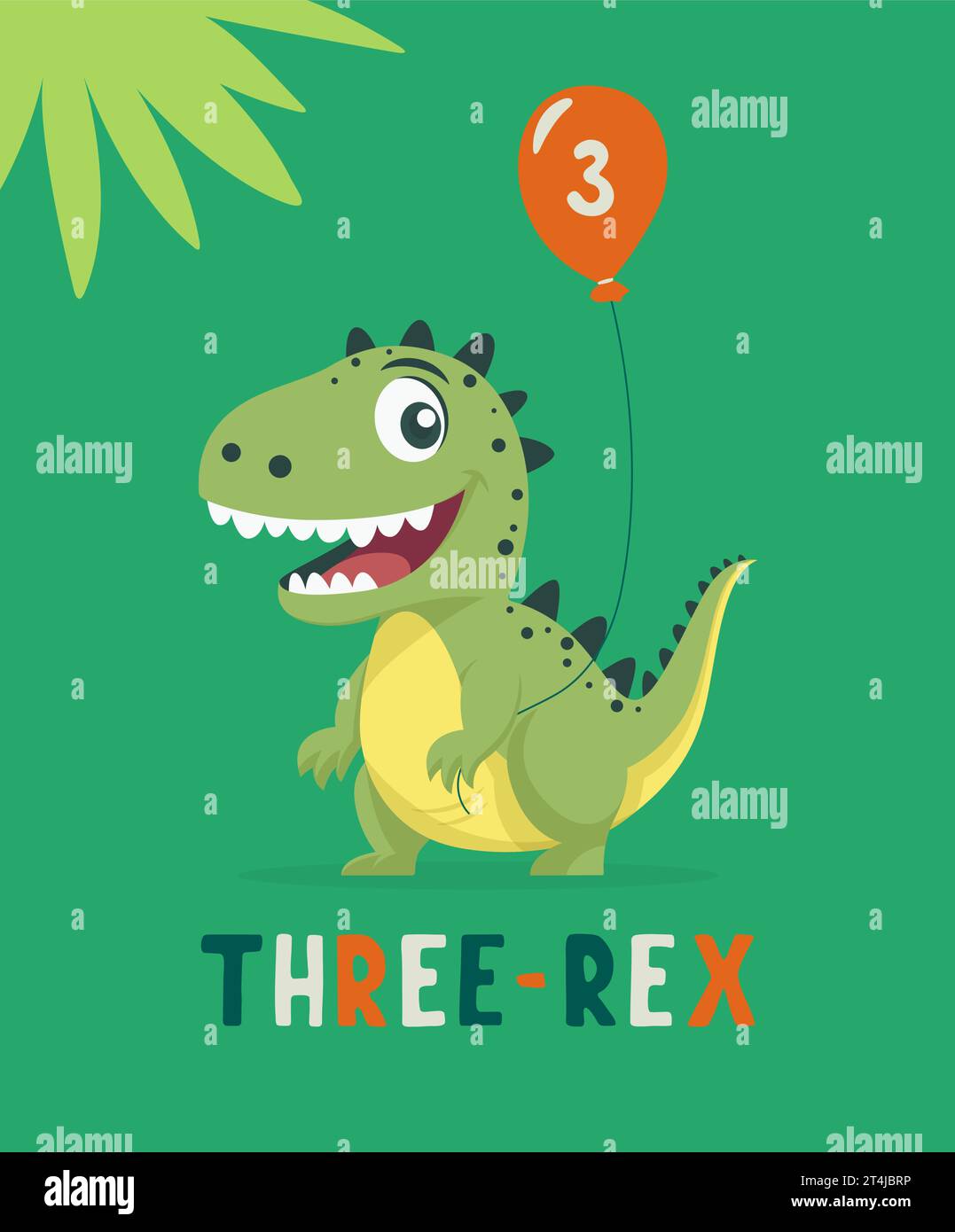 Dinosaur Tirannosaur Three Rex. Cartoon Tirex. Happy Birthday Card for ...