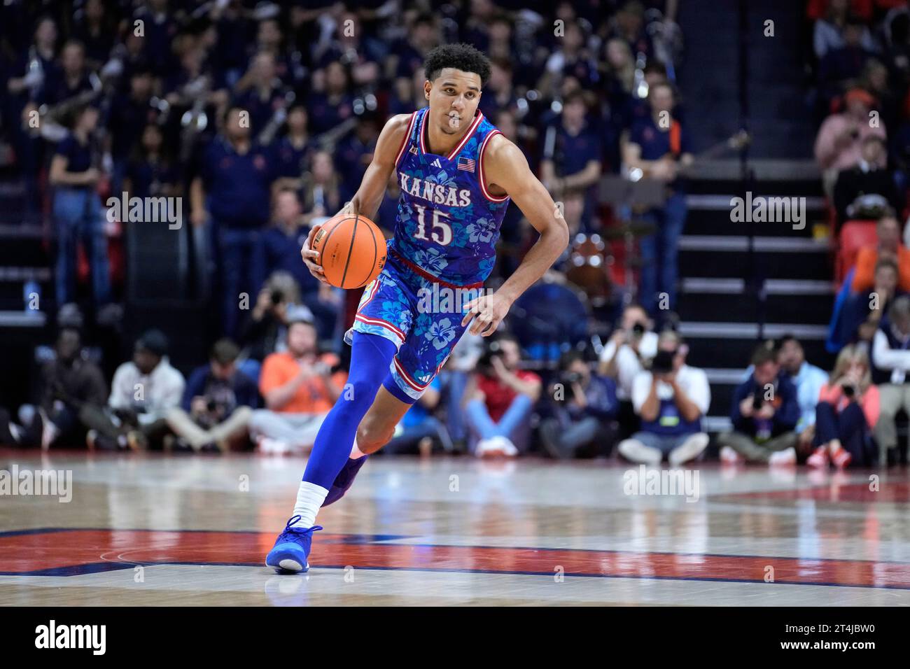 Kansas guard Kevin McCullar Jr. handles the ball during an NCAA college ...