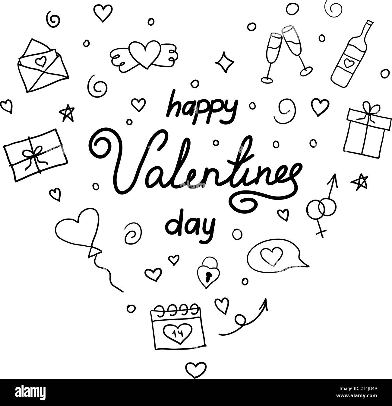 set of valentines day doodles Stock Vector Image & Art - Alamy