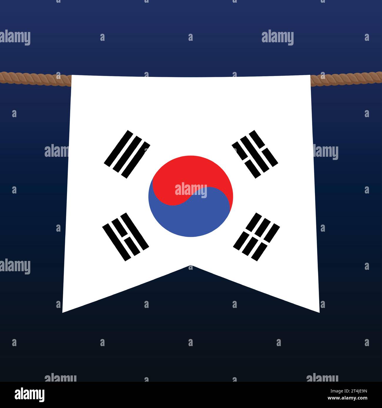 South korea national flags hangs on rope Vector Image Stock Vector ...