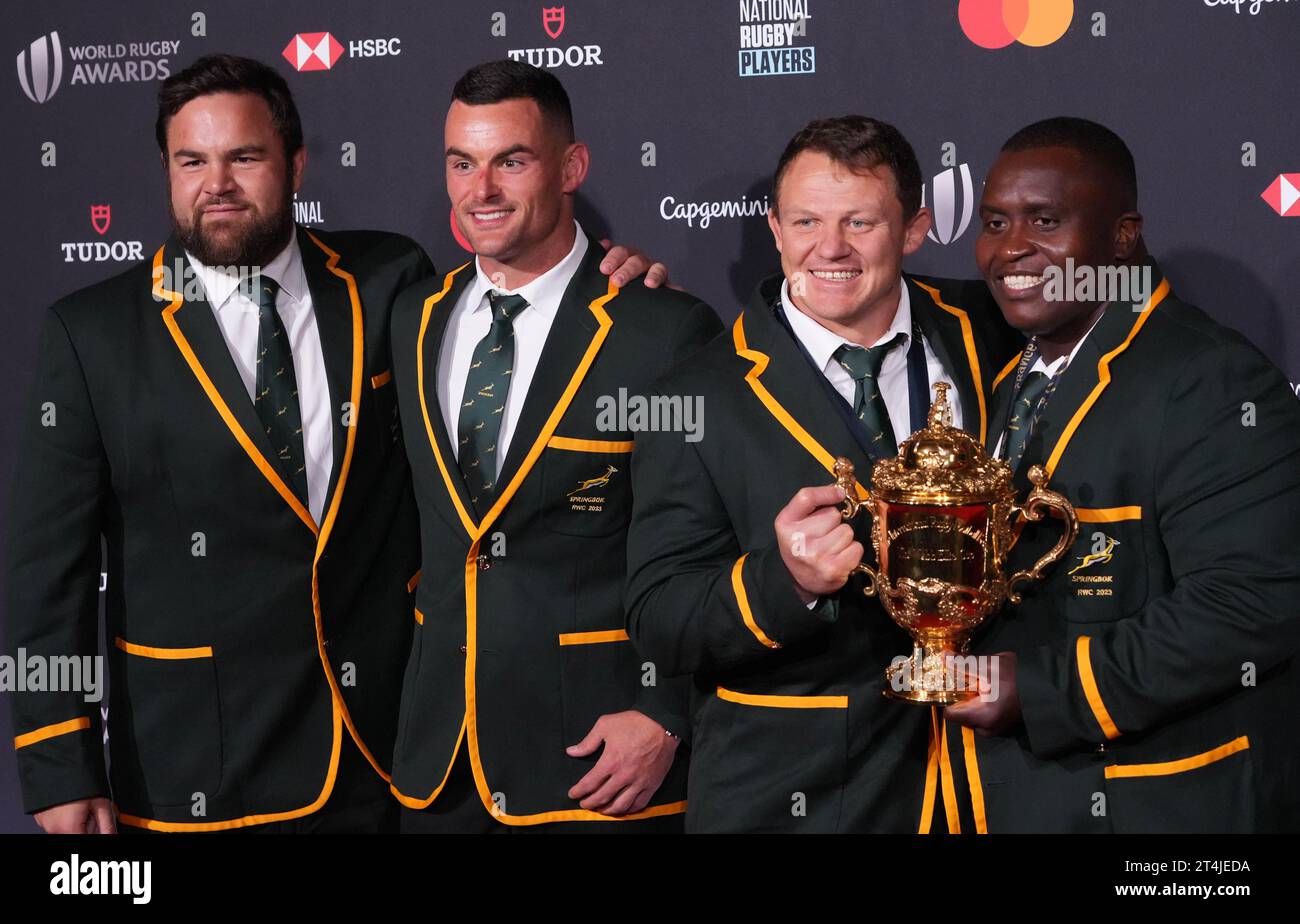 Paris, France. 29th Oct, 2023. Frans Malherbe, Jesse Kriel, Deon Fourie ...