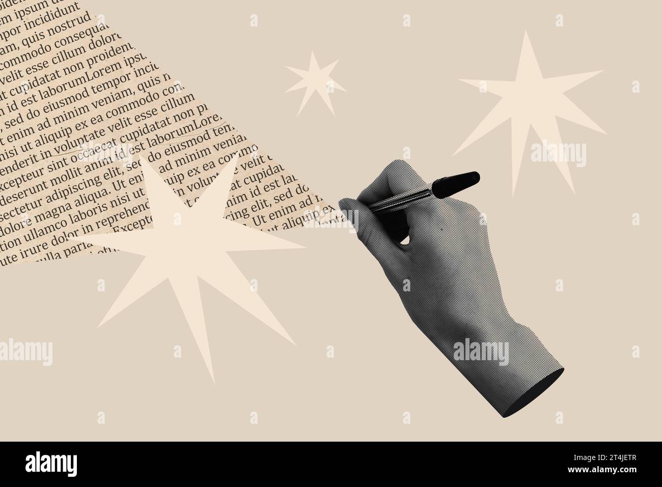 Collage abstract picture image illustration of author hands writing pen ...