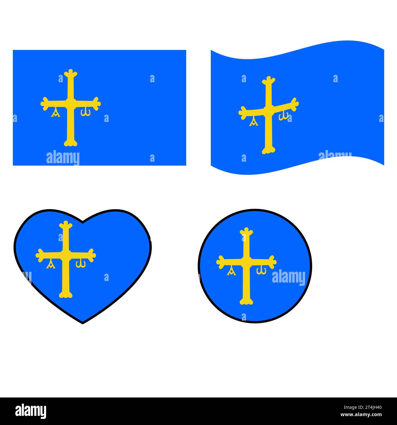 Asturias flag icon. Waving flag of Asturias. Heart Asturias flag. Round ...