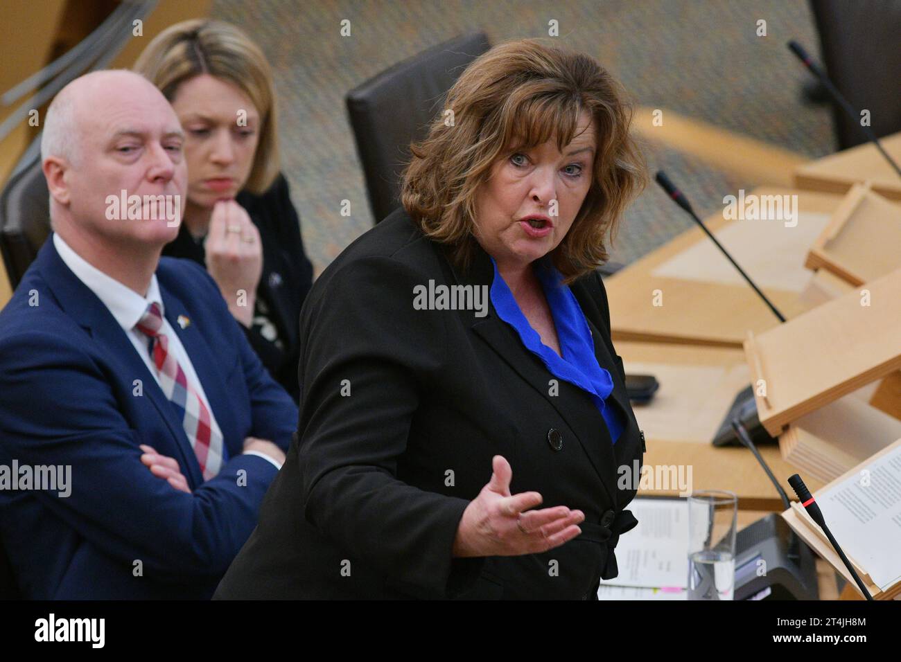 Edinburgh Scotland, UK 31 October 2023. Minister for Transport Fiona Hyslop MSP at the Scottish ...