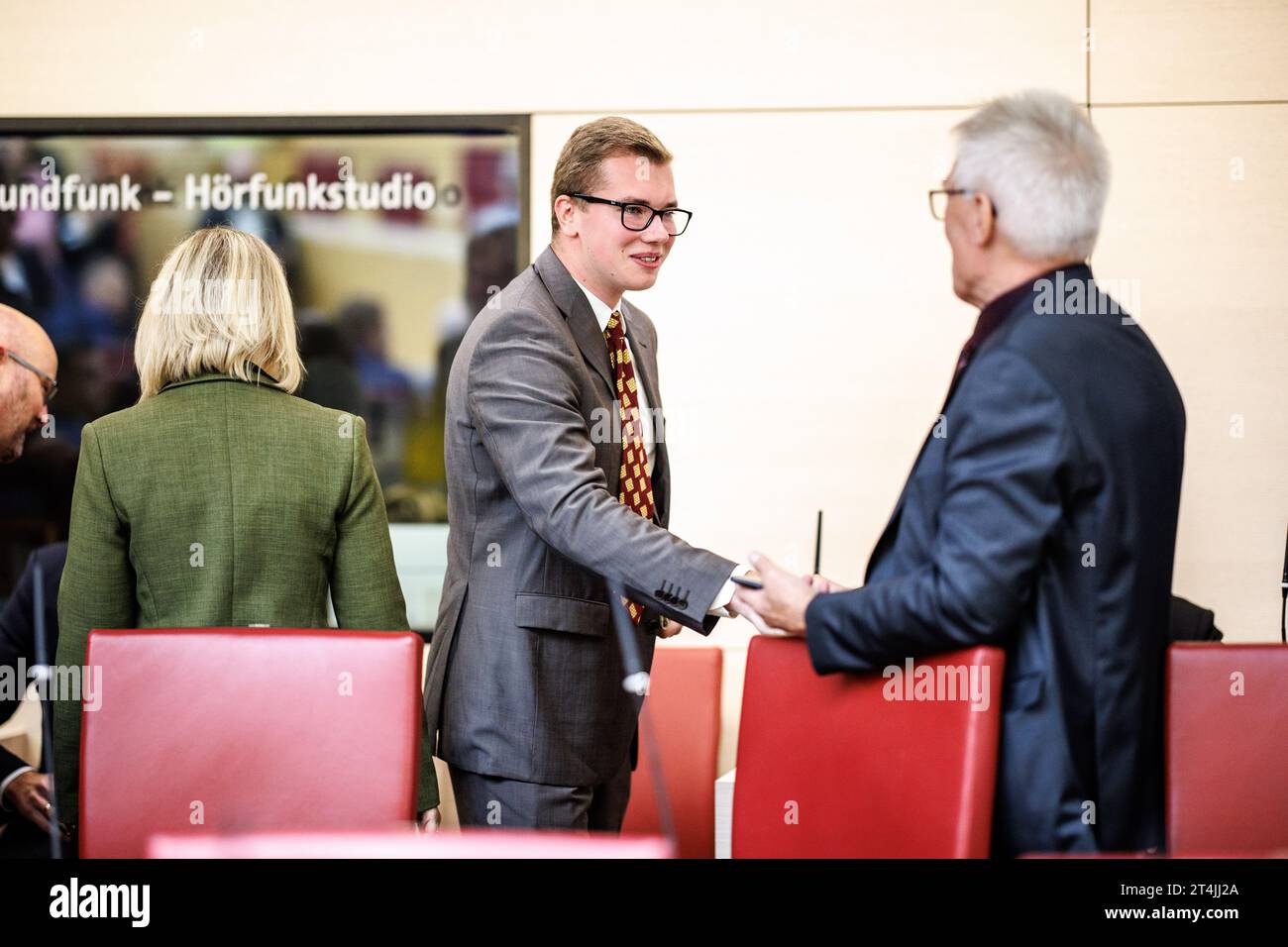 31 October 2023, Bavaria, Munich: Daniel Halemba (AfD) arrives at the ...