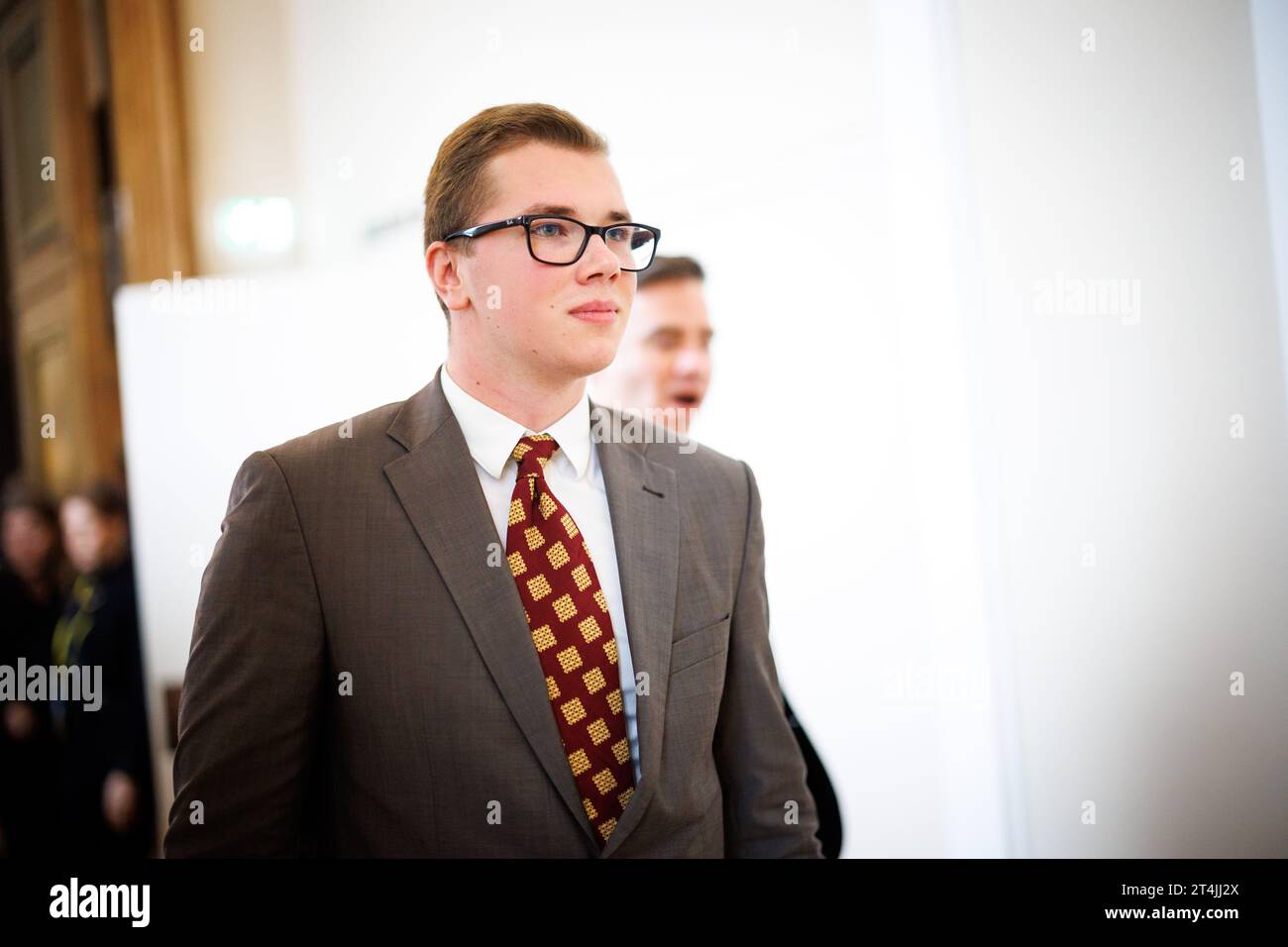 31 October 2023, Bavaria, Munich: Daniel Halemba (AfD) arrives at the ...