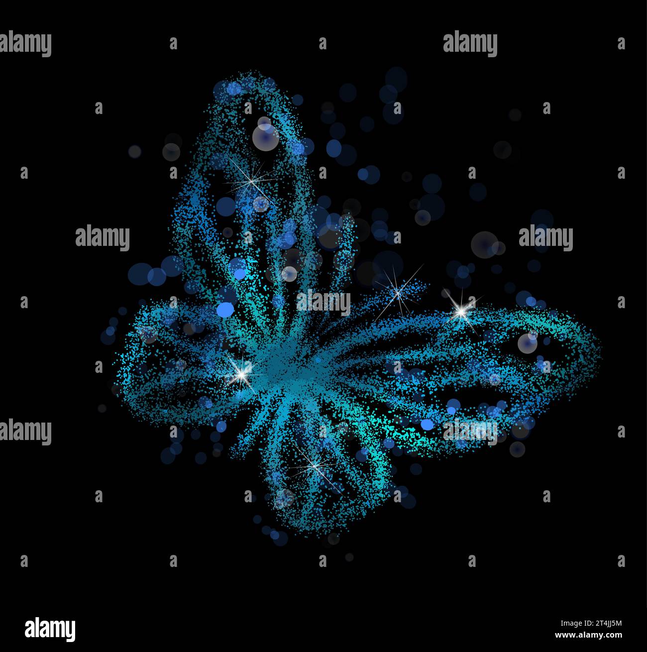 Butterfly vector illustration. Picture with glow lines and dots ...