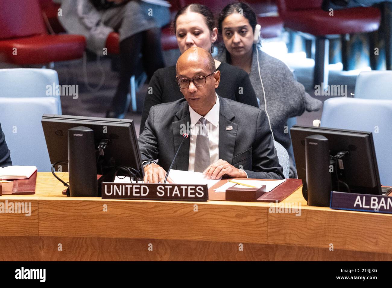 Ambassador Robert A. Wood of the US speaks during Security Council ...