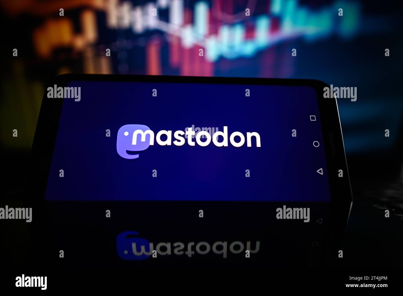 In this photo illustration a Mastodon logo is displayed on a smartphone ...