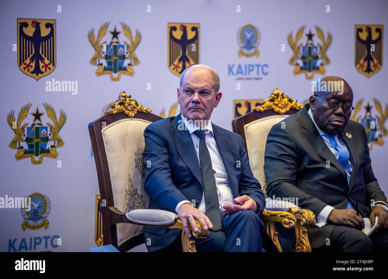 Accra, Ghana. 31st Oct, 2023. German Chancellor Olaf Scholz (SPD, l ...