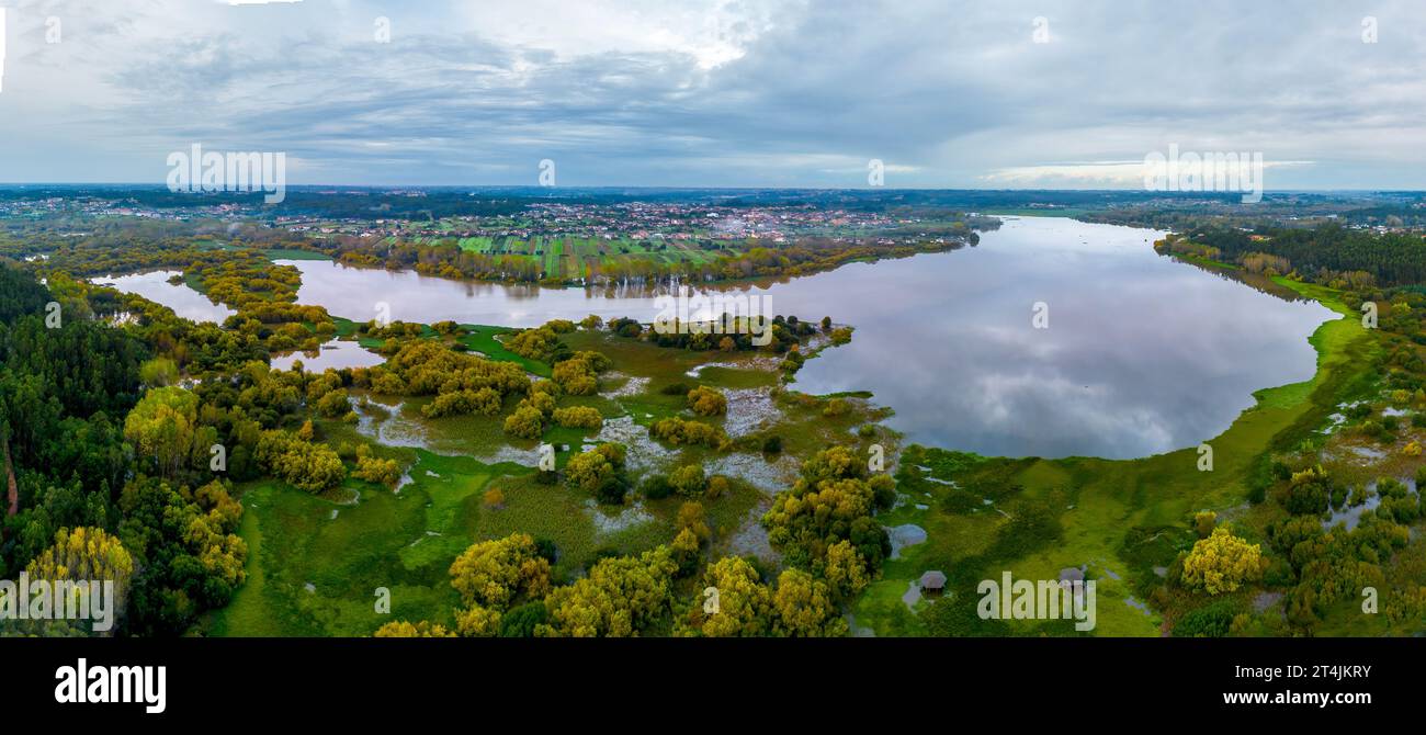 Aerial view of Pateira de Fermentelos lagoon in Agueda, Aveiro Stock ...
