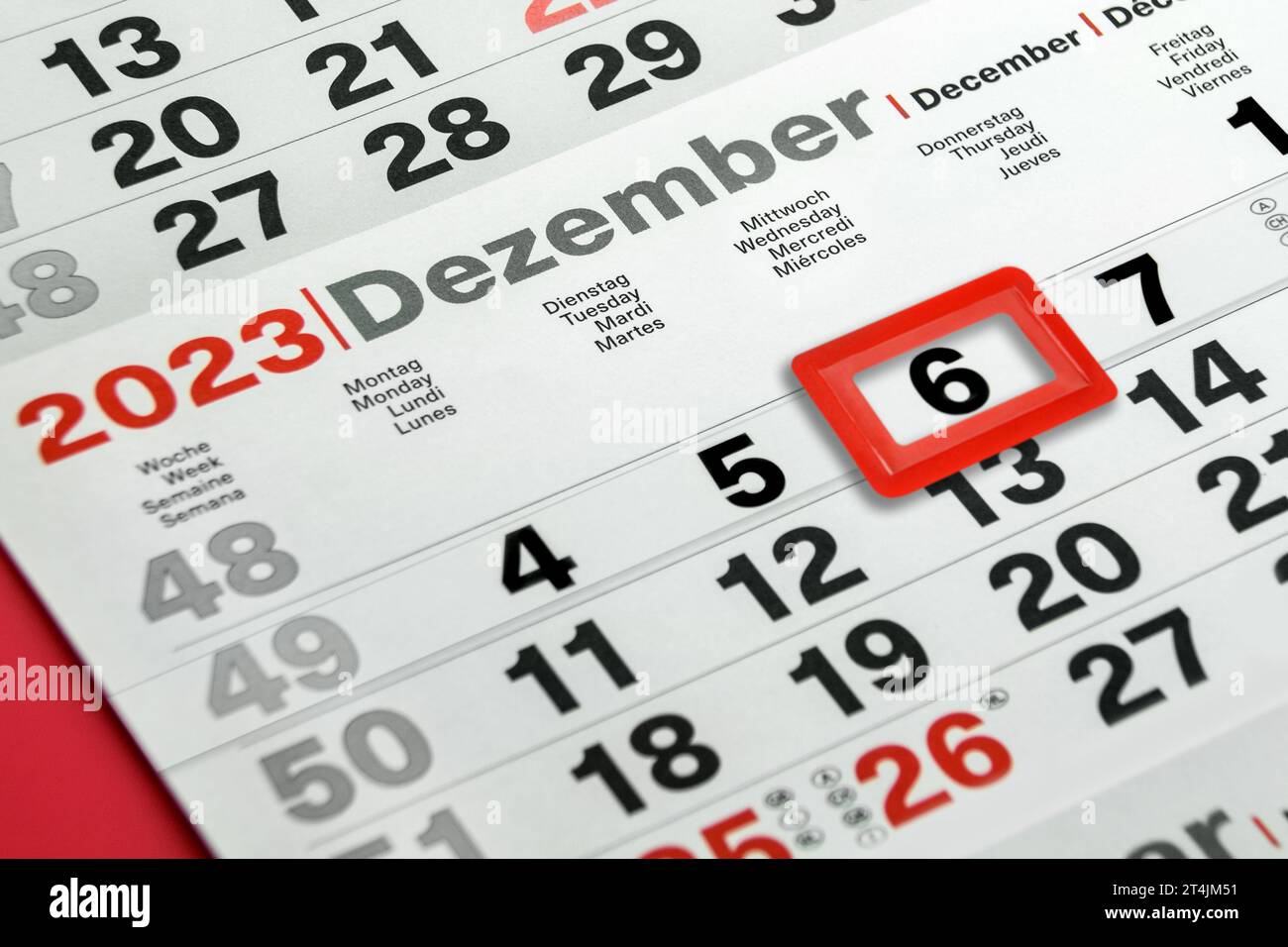 German calendar 2023 December 6 Week Monday Tuesday Wednesday Thursday ...