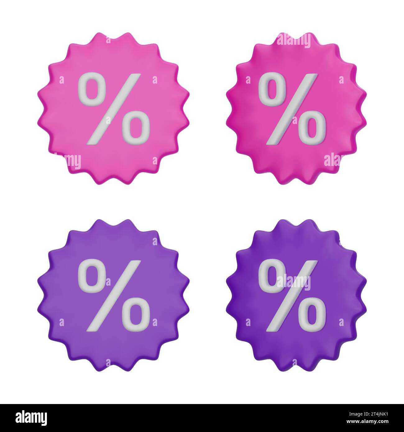 3D vector label with percent sign. White discount symbol on pink and ...