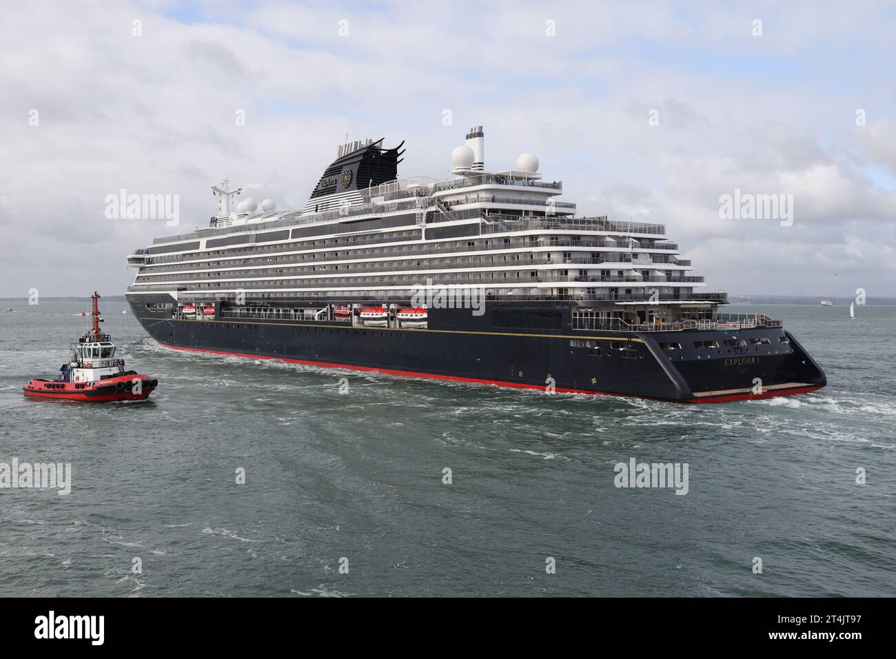 The MSC Cruises passenger ship EXPLORA 1 leaves the city and heads to ...