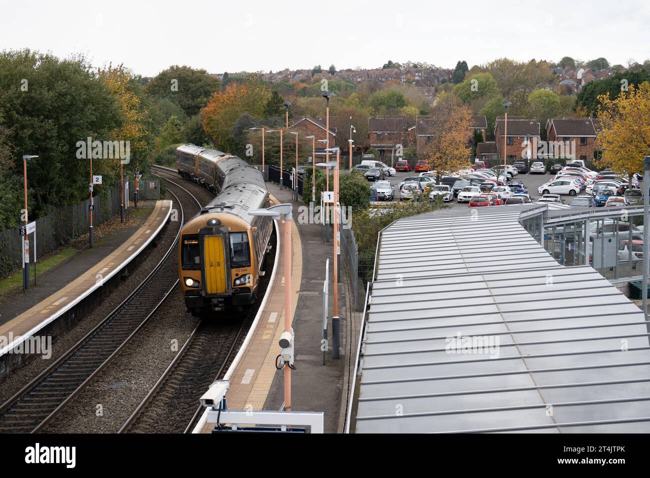 West Midlands Railway class 172 diesel train arriving at Cradley Heath ...
